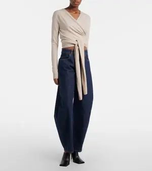 Alaïa Cashmere And Wool-blend Wrap Top