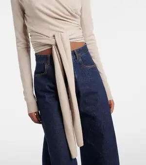 Alaïa Cashmere And Wool-blend Wrap Top