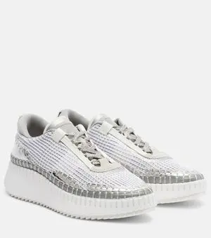 Chloé Chloe Metallic-Effect Platform Sneakers Silver