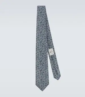 Etro Paisley Silk Neck Tie - Blue