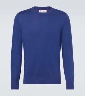 Brunello Cucinelli Cotton Crew Neck Sweater - Blue