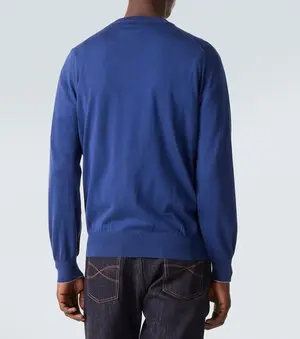 Brunello Cucinelli Cotton Crew Neck Sweater - Blue