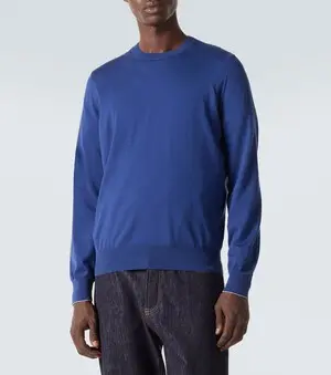 Brunello Cucinelli Cotton Crew Neck Sweater - Blue