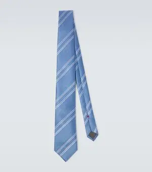 Brunello Cucinelli Striped Silk Neck Tie - Blue