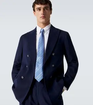 Brunello Cucinelli Striped Silk Neck Tie - Blue