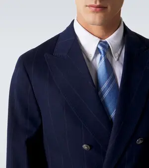 Brunello Cucinelli Striped Silk Neck Tie - Blue