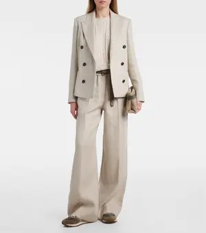 Brunello Cucinelli Monili Suede And Fabric Lace-up Sneakers