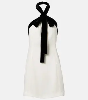 Simkhai Jolie Velvet-trimmed Crepe Minidress - White