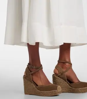 Brunello Cucinelli Monili Suede Espadrille Wedges