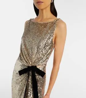 Simkhai Felicity Draped Sequined Gown