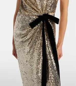 Simkhai Felicity Draped Sequined Gown
