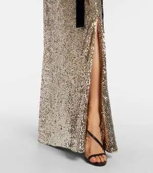 Simkhai Felicity Draped Sequined Gown