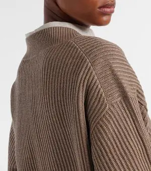Brunello Cucinelli Cotton-blend Lame V-neck Sweater
