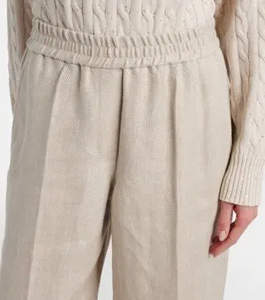 Brunello Cucinelli Wide-leg Linen And Cotton Trousers