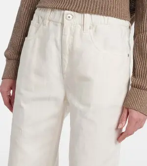 Brunello Cucinelli Cotton And Linen Wide-leg Trousers - White