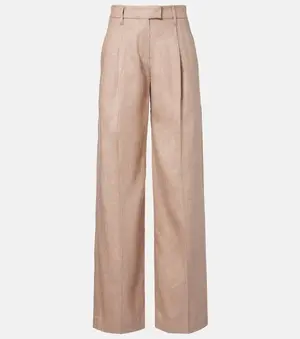 Brunello Cucinelli Linen-blend Wide-leg Trousers - Pink