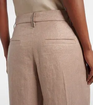 Brunello Cucinelli Linen-blend Wide-leg Trousers