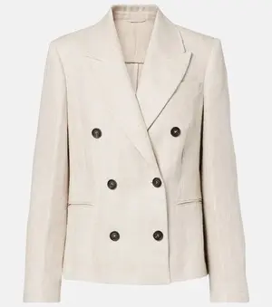 Brunello Cucinelli Double-breasted Linen And Cotton Blazer
