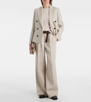 Brunello Cucinelli Double-breasted Linen And Cotton Blazer