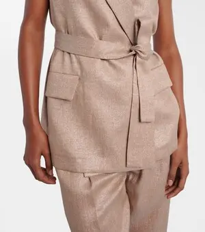 Brunello Cucinelli Belted Linen-blend Vest
