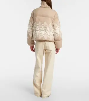 Varley Belinda Knitted Puffer Jacket - Beige