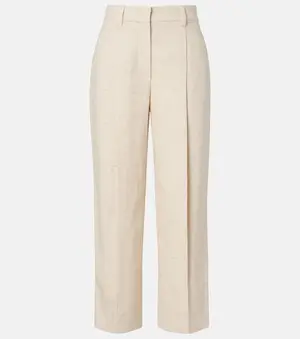 Brunello Cucinelli Cropped Linen And Silk-blend Wide-leg Trousers