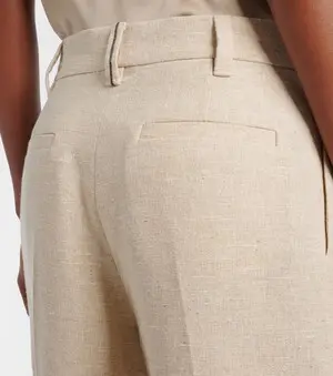 Brunello Cucinelli Cropped Linen And Silk-blend Wide-leg Trousers