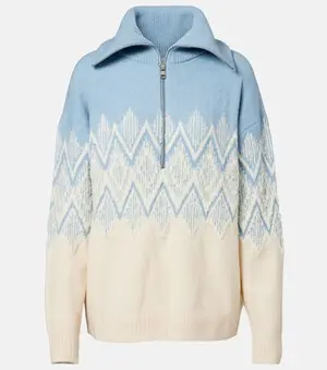 Varley Hedda Jacquard Half-zip Sweater - Blue