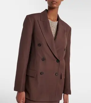 Brunello Cucinelli Double-breasted Blazer In Cocoa