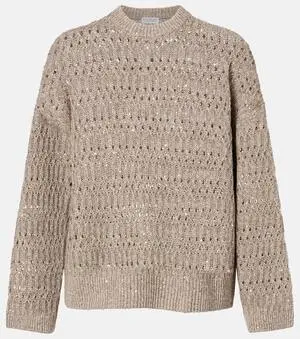 Brunello Cucinelli Sequined Linen-blend Sweater