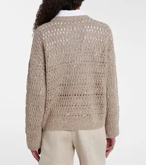 Brunello Cucinelli Sequined Linen-blend Sweater
