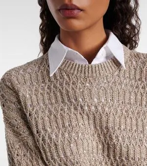 Brunello Cucinelli Sequined Linen-blend Sweater