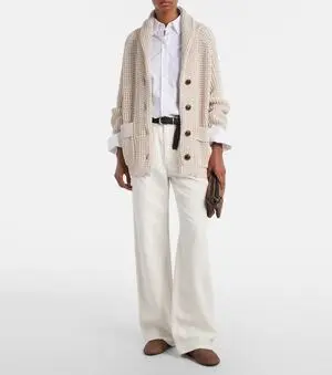 Brunello Cucinelli Open-knit Cardigan - Beige