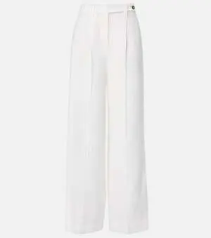 Brunello Cucinelli High-rise Wide-leg Linen Blend Trousers