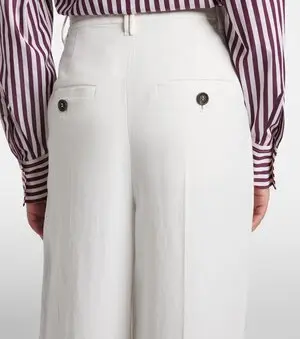 Brunello Cucinelli High-rise Wide-leg Linen Blend Trousers