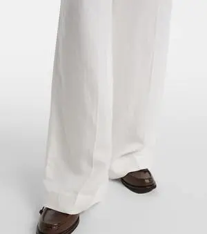 Brunello Cucinelli High-rise Wide-leg Linen Blend Trousers