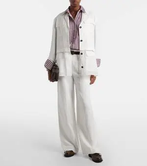 Brunello Cucinelli High-rise Wide-leg Linen Blend Trousers