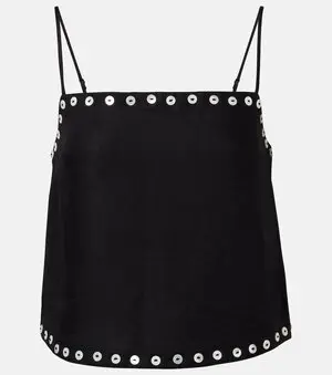 Staud Kirra Linen-blend Tank Top - Black