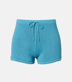 Staud Samara Cotton Shorts - Blue