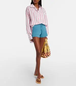 Staud Samara Cotton Shorts - Blue