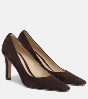 THE ROW Carla 80 Suede Pumps - Brown