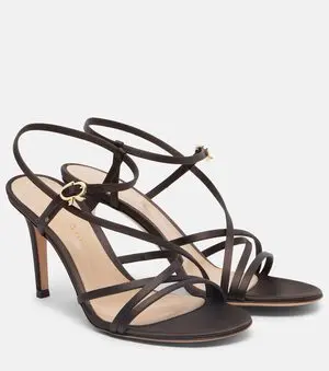 GIANVITO ROSSI Satin Strappy Heeled Sandals - Brown