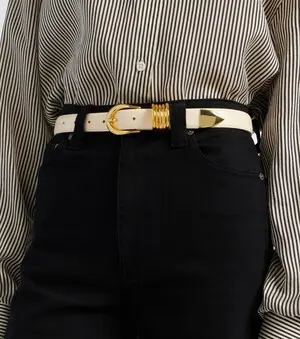 DEHANCHE Hollyhock Leather Belt - White