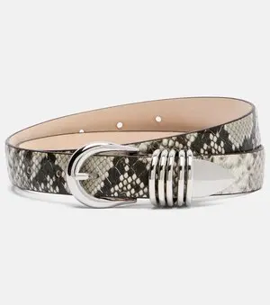 DEHANCHE Hollyhock Snake-effect Leather Belt - Brown