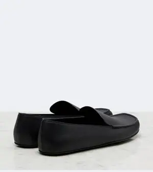 THE ROW Leo Leather Slip-on Shoes - Black