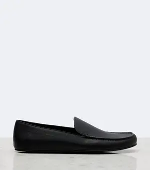 THE ROW Leo Leather Slip-on Shoes - Black
