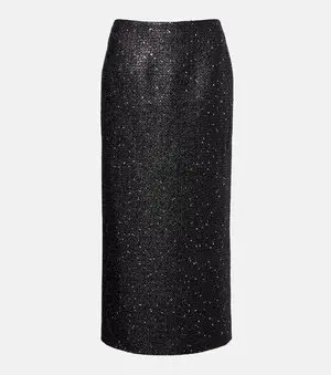 Carolina Herrera Sequined Lame Tweed Pencil Skirt