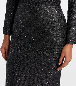 Carolina Herrera Sequined Lame Tweed Pencil Skirt