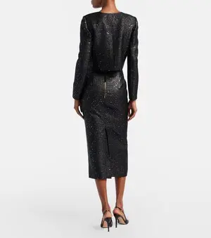 Carolina Herrera Sequined Lame Tweed Pencil Skirt