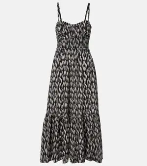 Ulla Johnson Nadine Printed Cotton-blend Midi Dress - Black